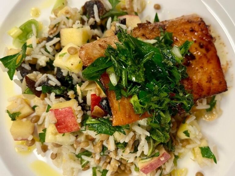 Char’s Rice & Lentil Salad with Seared Salmon and Gremolata - Charmaine ...